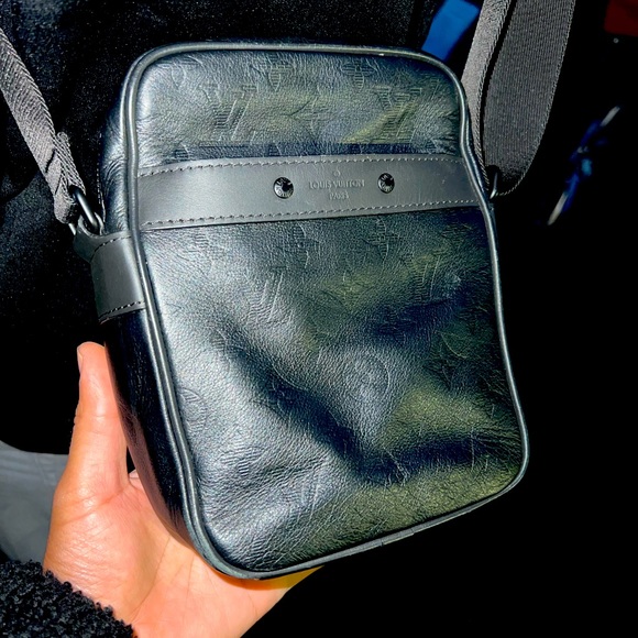 Louis Vuitton | Bags | Louis Vuitton Black Engraved Monogram Side Bag ...